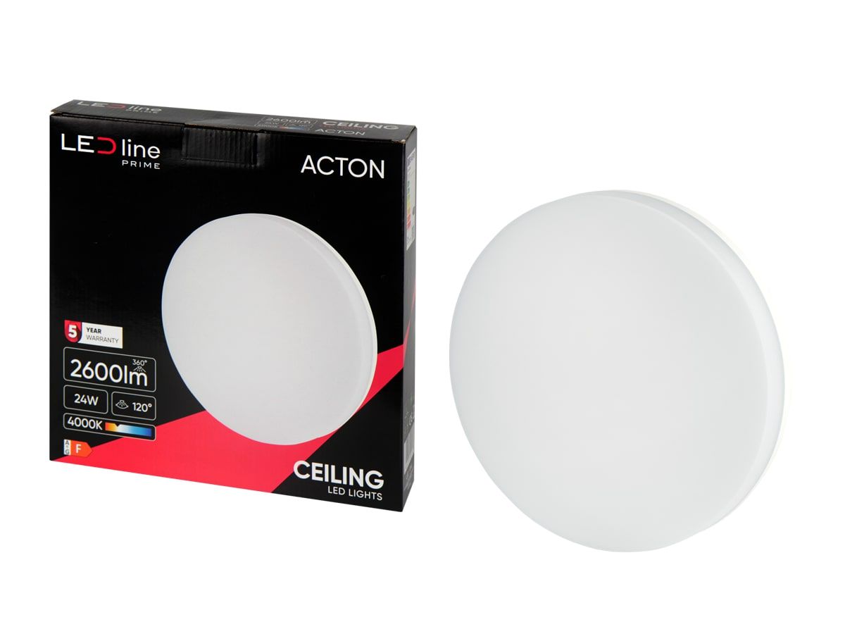LED line PRIME LED šviestuvas, paviršinis, ACTON 24W 2600lm 4000K IP54 apvalus | LEMONA